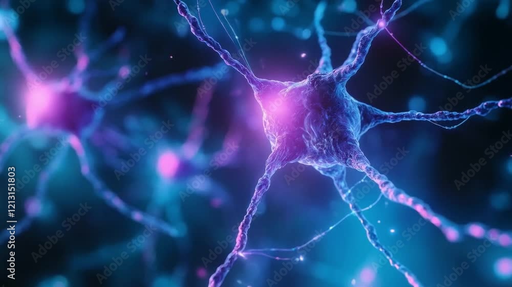 Micro view scene of brain memory neurons, smooth repeating motion for ...