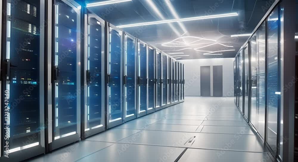 Video „Hightech data center with server racks digital connections ...