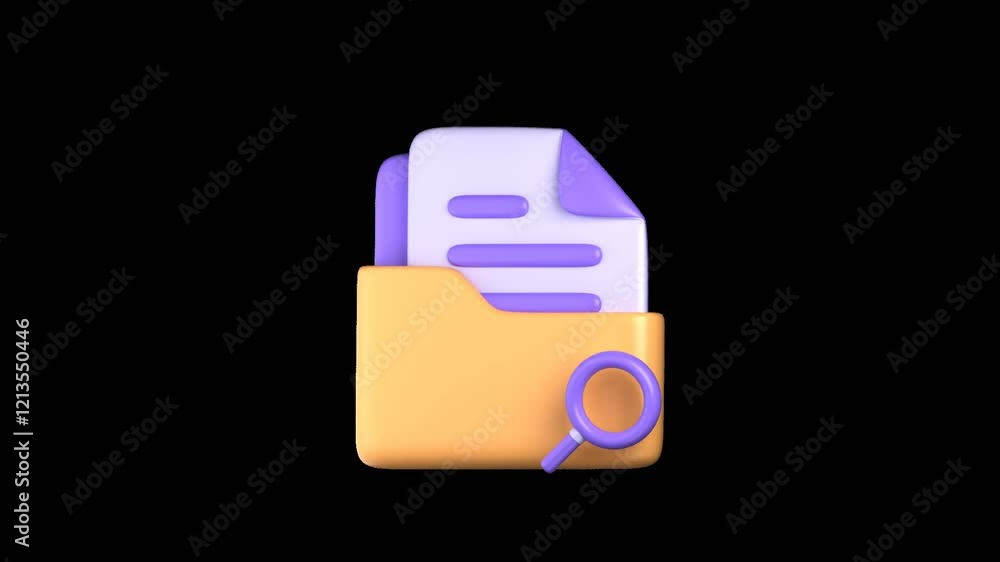 3D Animated Folder Search icon featuring smooth motion, alpha channel ...