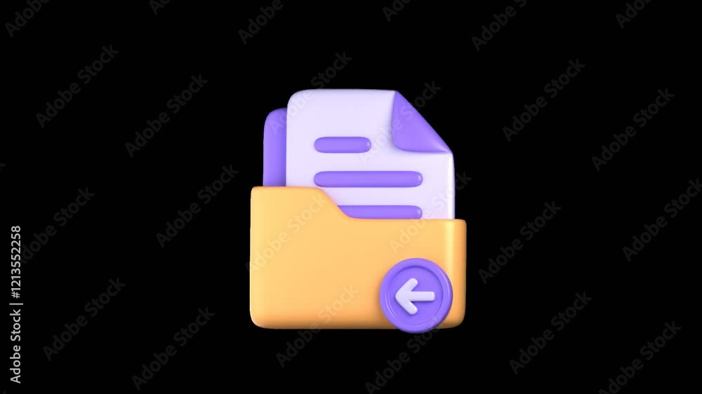 3D Animated Import Folder icon featuring smooth motion, alpha channel ...