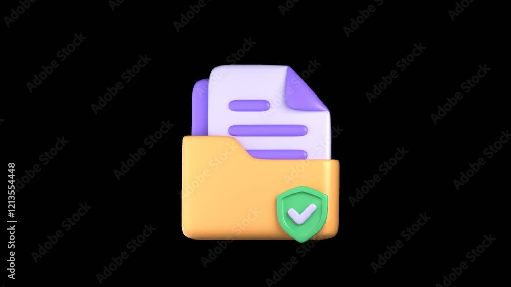 3D Animated Protected Folder icon featuring smooth motion, alpha ...