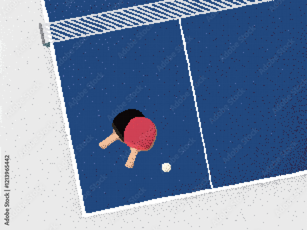 Poster Pixel Art A001 Ping pong paddle and table horizontal shows the ...