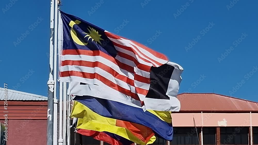 Malaysian national flags and other states flags proudly stand tall ...