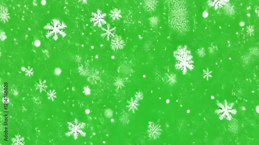 Falling Snow on Green Screen Background 4K. Isolated Snowfall and Snowflakes on a Green Screen ...