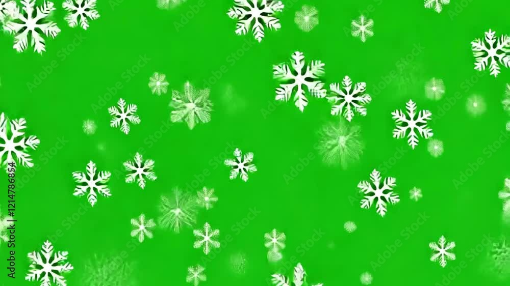 Falling Snow on Green Screen Background 4K. Isolated Snowfall and ...