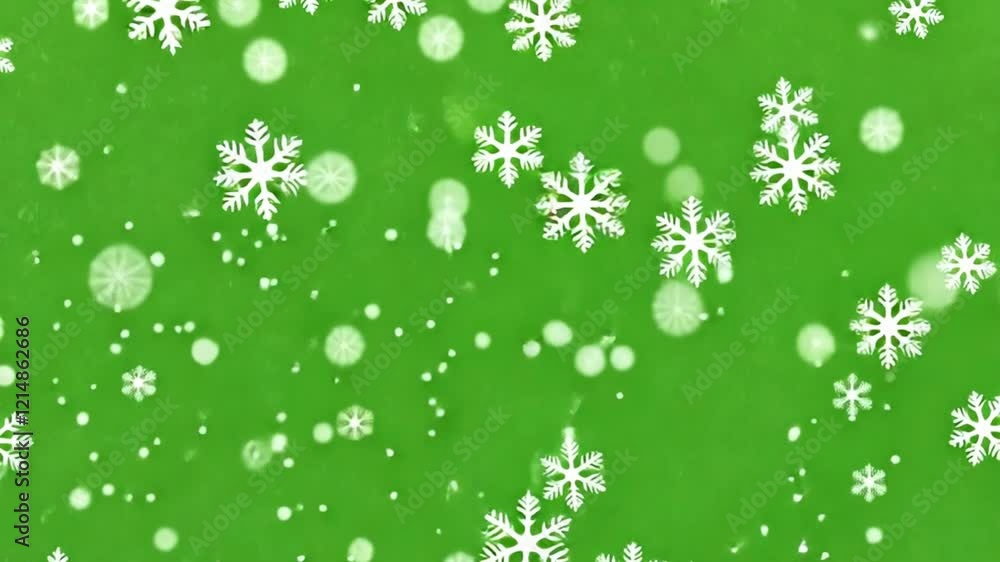 Falling Snow on Green Screen Background 4K. Isolated Snowfall and ...