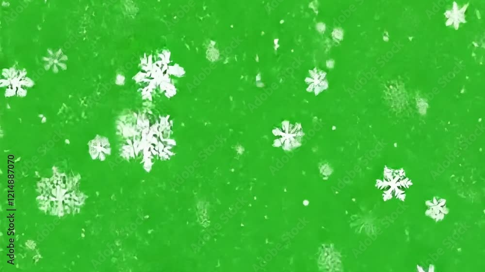 Falling Snow on Green Screen Background 4K. Isolated Snowfall and ...