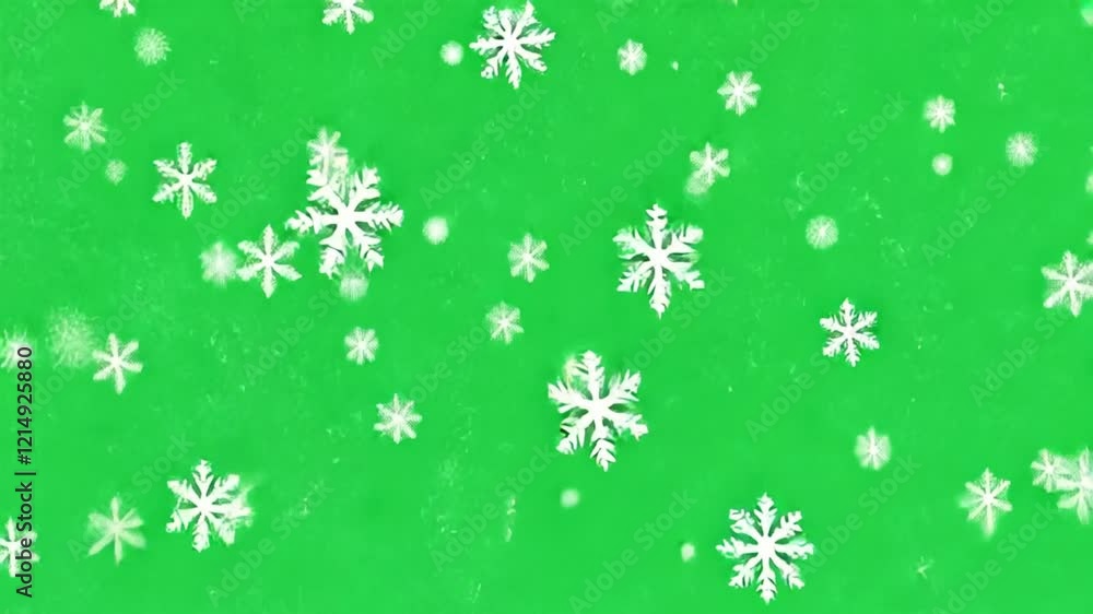 Falling Snow on Green Screen Background 4K. Isolated Snowfall and ...