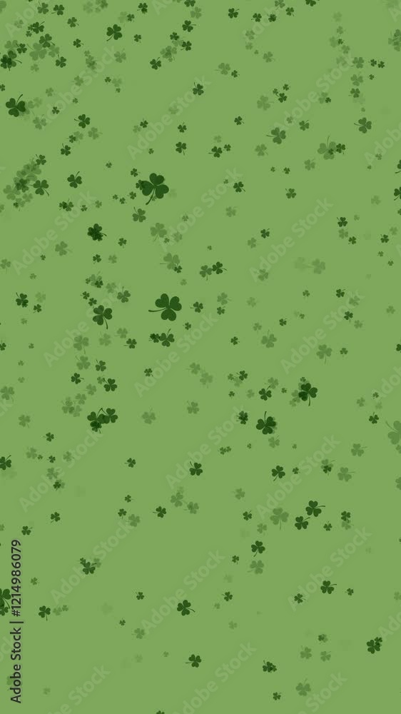 Green Clover Confetti Rain. Looped Animation of Dark Green Shamrock ...