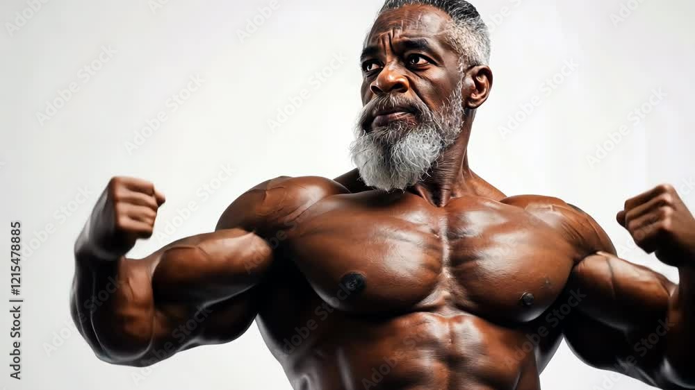 Senior african american man with a muscular body . Shirtless elderly ...