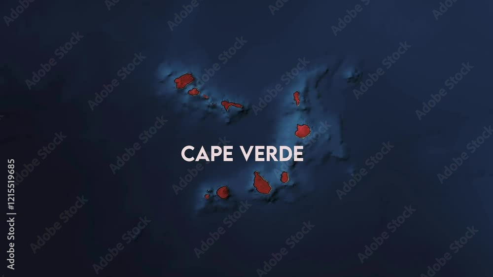 Zoom from Earth to Cape Verde. World map animation with country borders ...