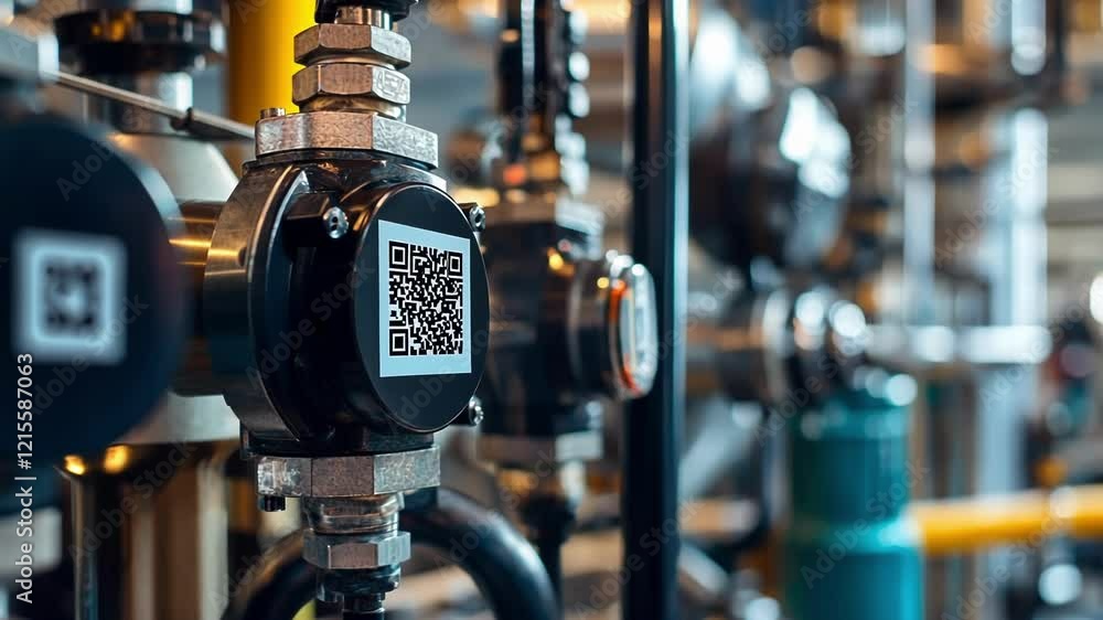 Qr code affixed to an industrial pipe valve enhances traceability and ...