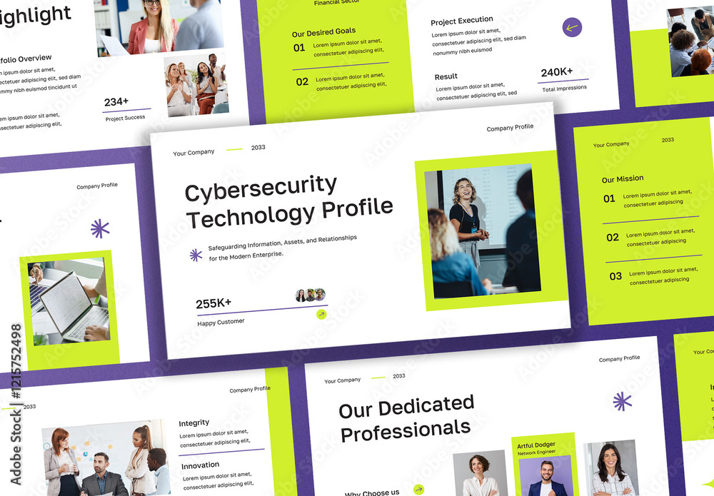 Neon Purple Creative Company Profile Presentation Stock Template ...