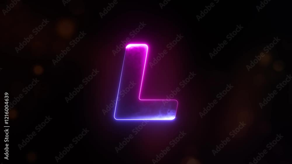 Glowing neon capital Latin alphabet L animation. English Language ...