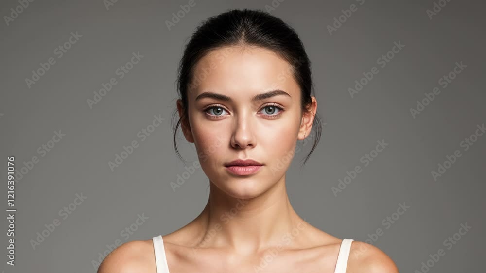 3 transitions for age comparison concept. Same face portrait young and ...