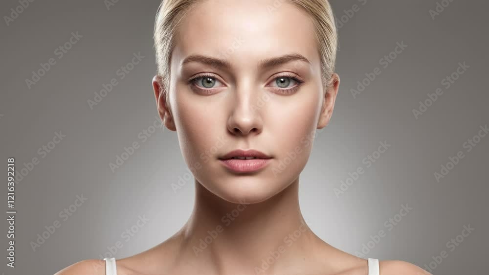 3 transitions for age comparison concept. Same face portrait young and ...