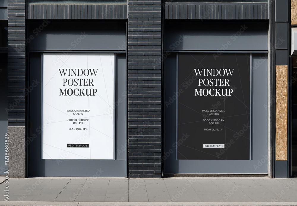 Window Poster Mockup Generated With AI Stock Template | Adobe Stock