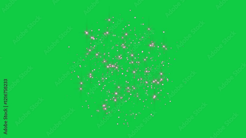 abstract pink and red shiny stars and dust glowing on green screen ...