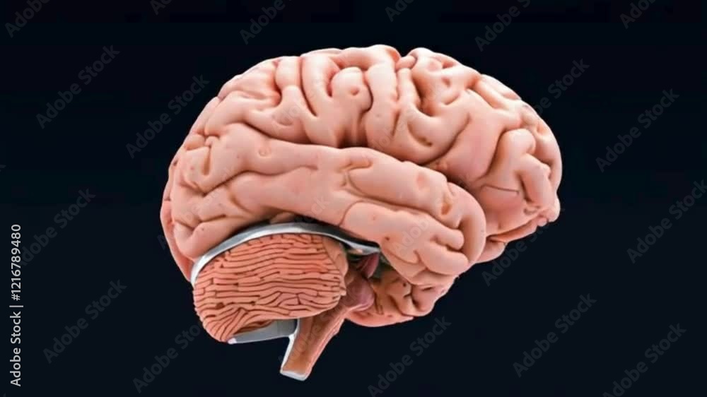 An anatomical representation of the human brain in 3D, showcasing a ...