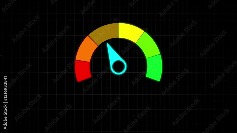 credit score rating scale animation white screen background.Speedometer ...