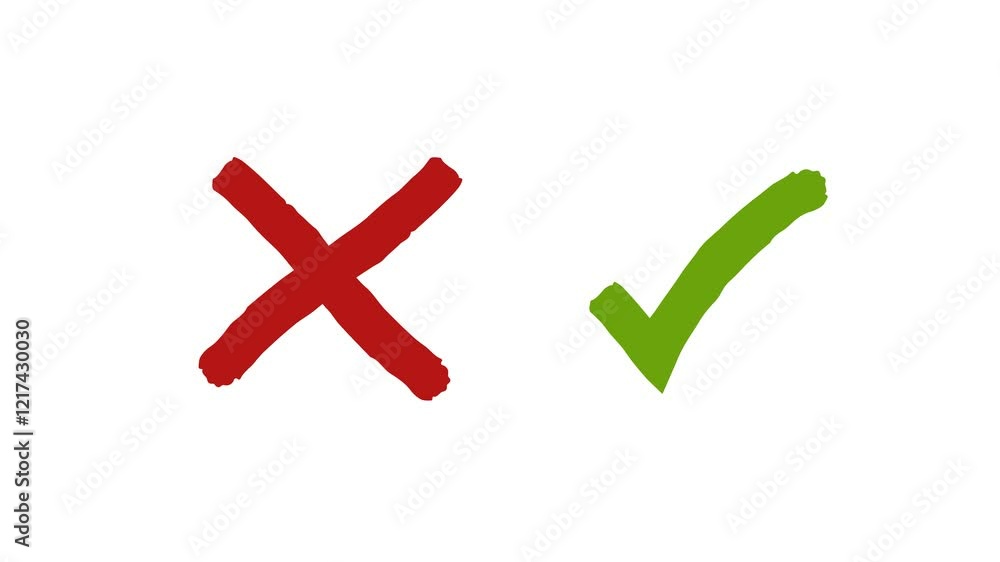 Green check mark, red cross mark Animation. Animated checklist signs ...