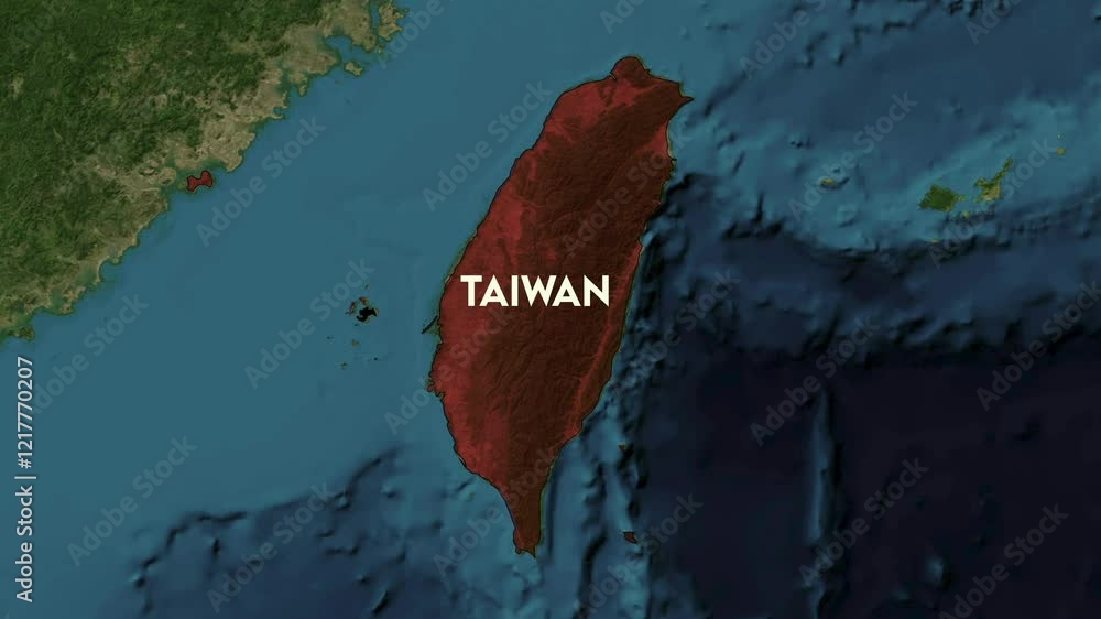 Zoom from Earth to Taiwan. World map animation with country borders ...