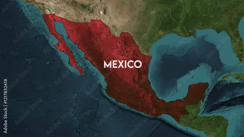 Zoom from Earth to Mexico. World map animation with country borders, Images from NASA Stock 비디오 ...