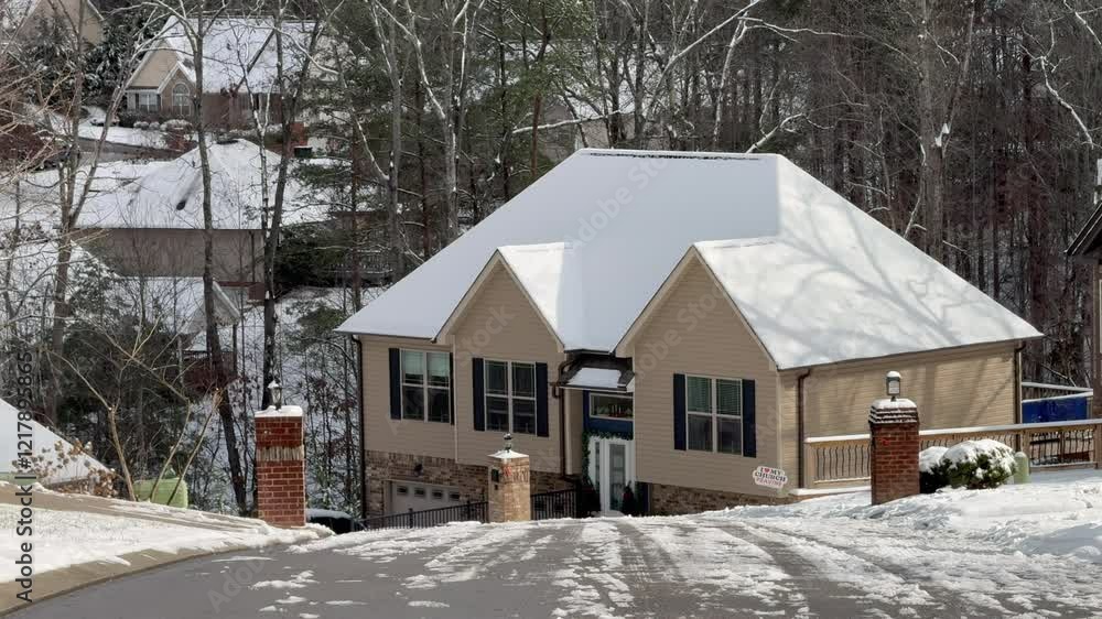 Snow Covered Home Buildings And Houses On January 13, 2025 In North ...