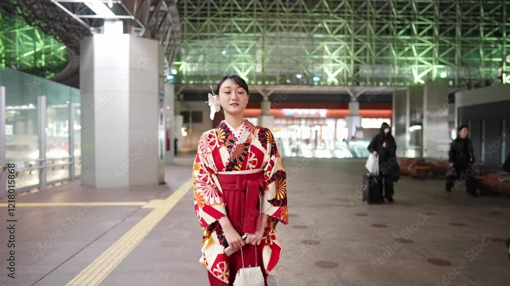 Young women in their 20s wear traditional Hakama (kimono) in Japan ...
