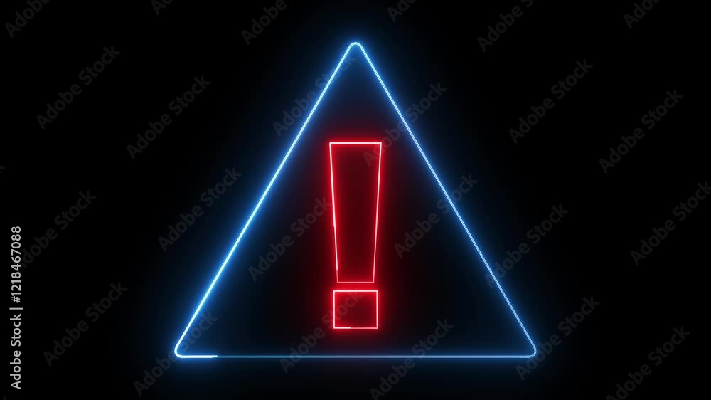 Vidéo Stock neon red blue color warning attention icon animation error ...
