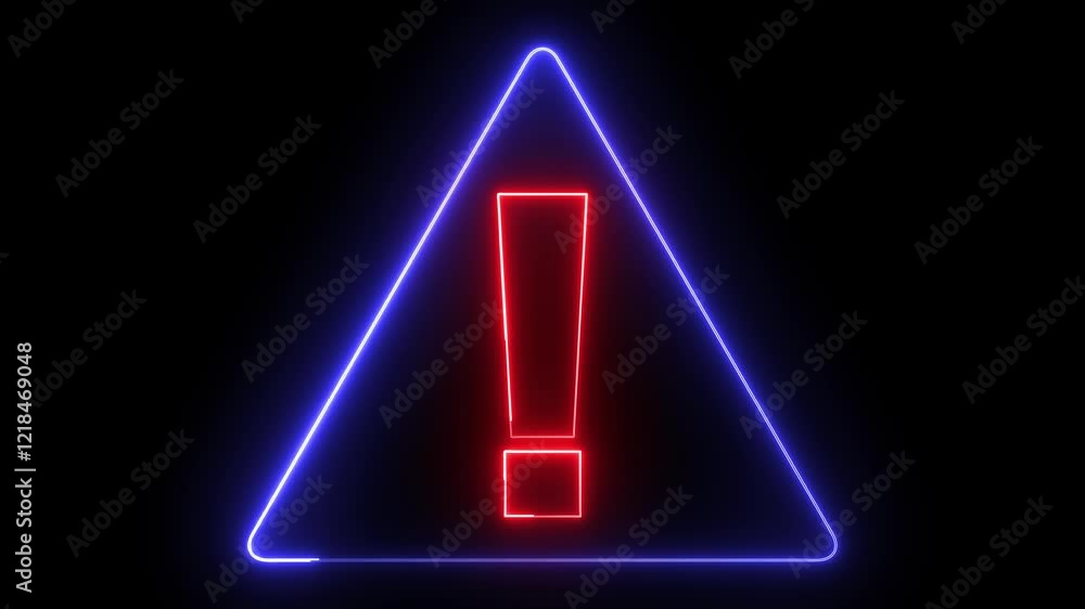 neon red blue color warning attention icon animation error road warning ...