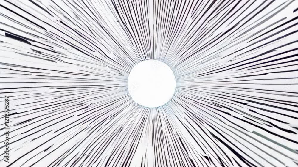 Black and white speed lines radiating outward from circular center ...