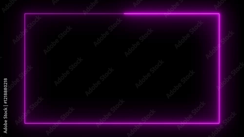 neon pink color rectangle picture frame animation icon shape round show ...