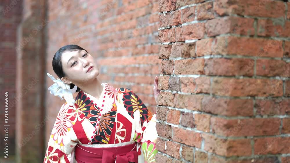 Young women in their 20s wear traditional hakama (kimono) in Japan ...