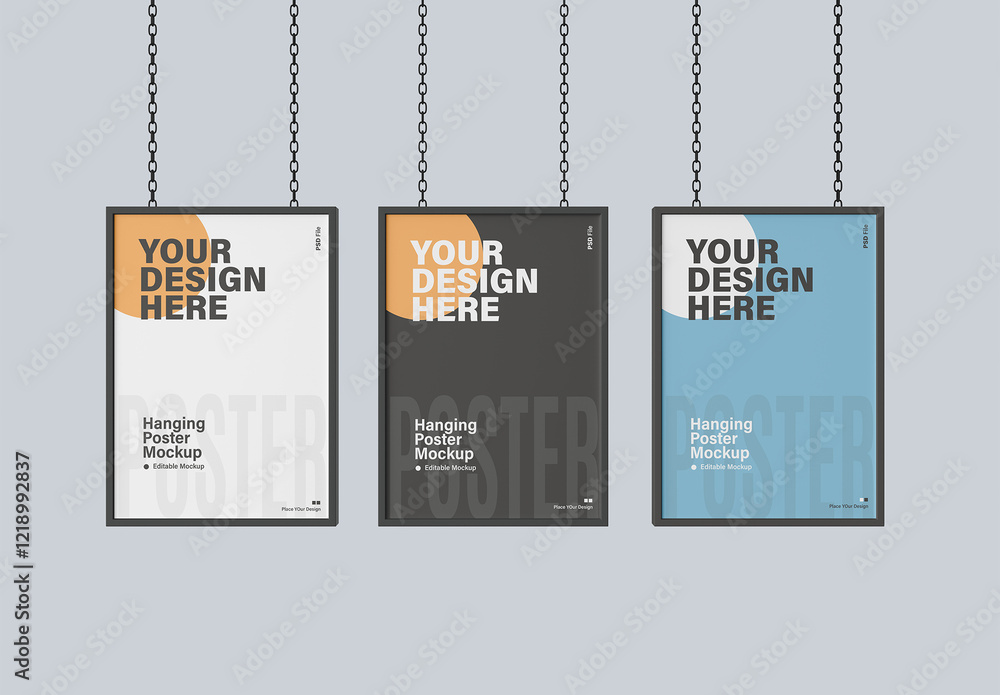 Hanging Posters Mockup Set Stock Template | Adobe Stock