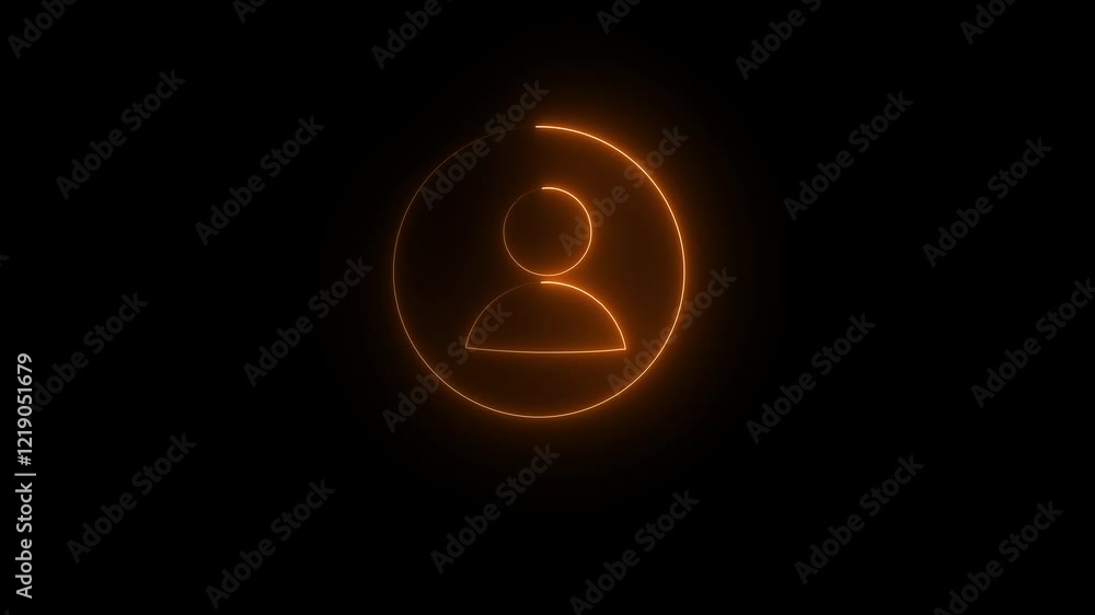 Neon glowing user People icon. outline round avatar pictogram in vivid ...
