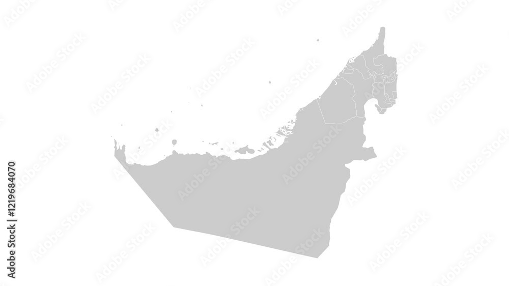 United Arab Emirates map animation. Animation of Connecting all areas ...
