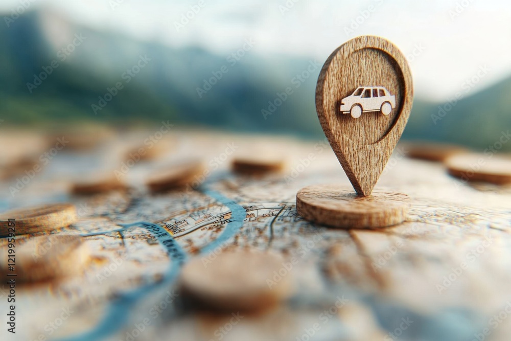 Poster A minimalist representation of a jumbled road map with a small ...