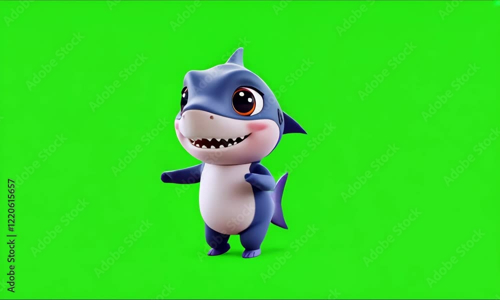 Full body anthropomorphic cartoonish 3d cute baby shark dancing ...