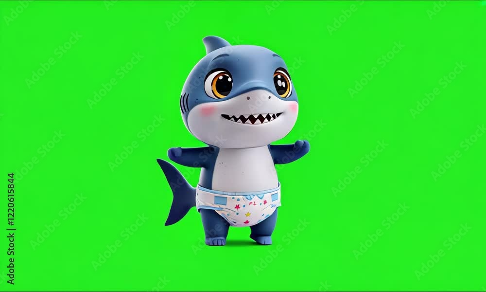 Full body anthropomorphic cartoonish 3d cute baby shark dancing ...