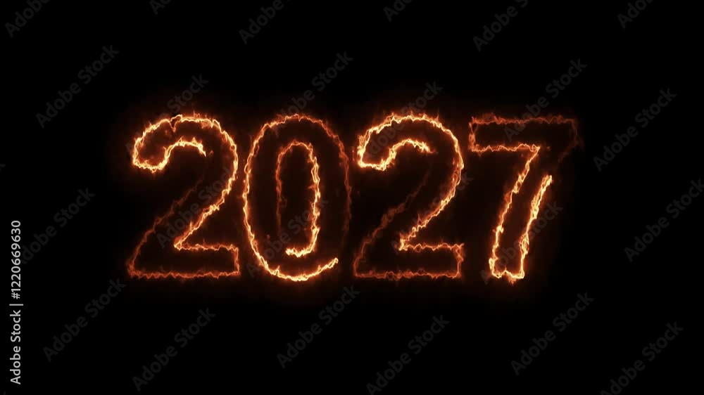 2027 number neon text background animation. Glowing neon sign blue ...