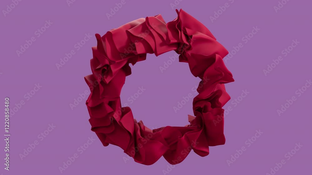 Seamless loop 3D animation 4K featuring intricately draped red fabric ...