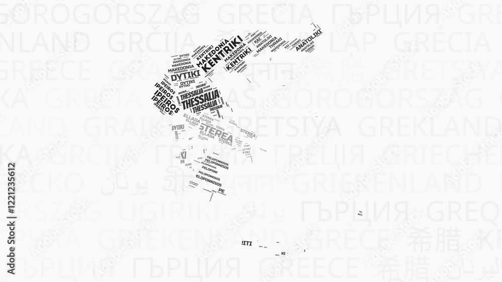Greece intro animation. Country with regions illustration video ...