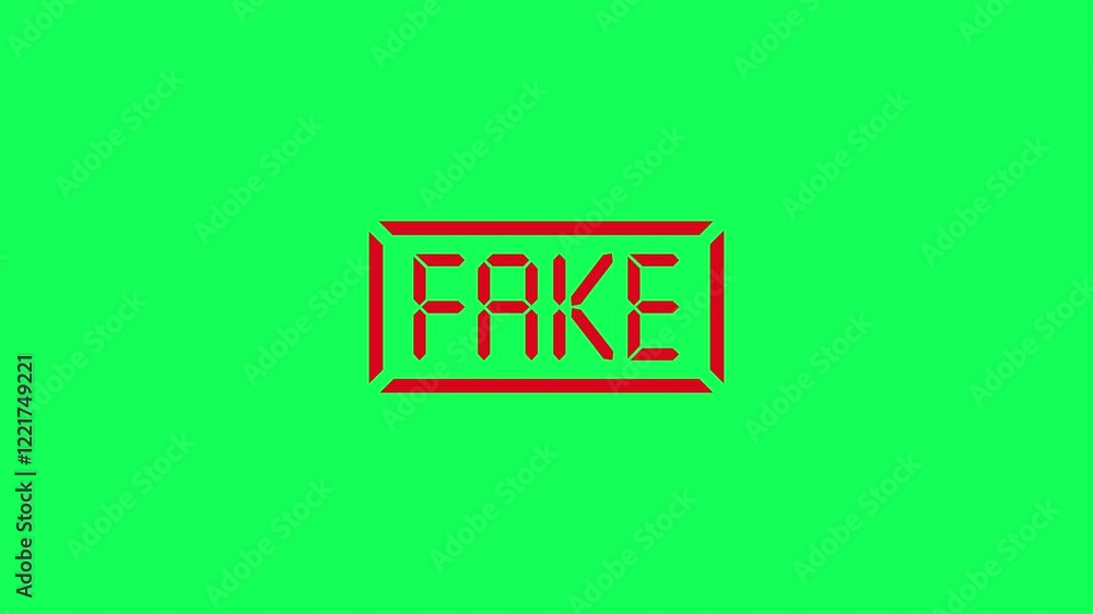 Red animated stamp of fake for confirming it's not real, animation of ...