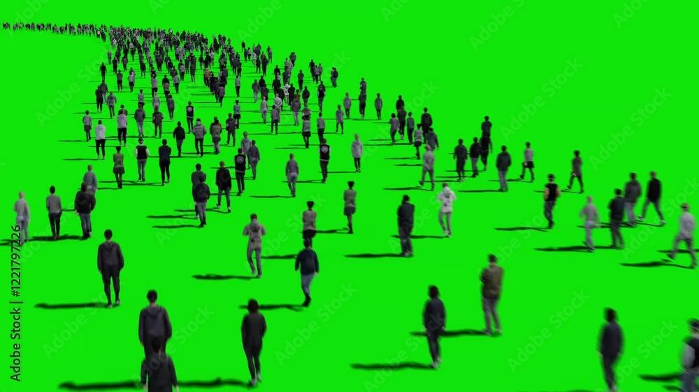 3D animation of a crowd of people walking down the street to visualize ...