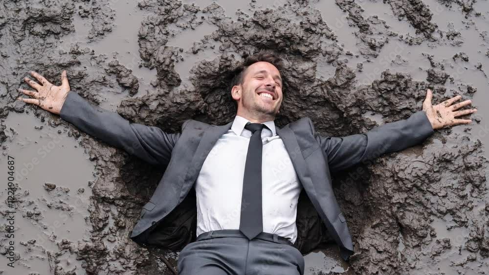 Businessman Stuck in the Mud: A humorous and ironic image of a ...