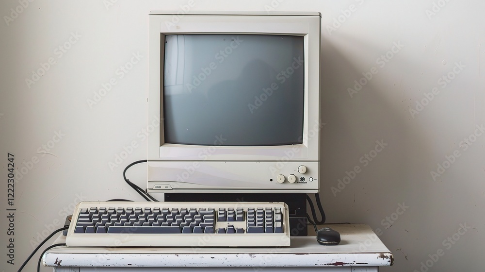 Photo & Art Print A nostalgic old computer, boasting a bulky form, a ...