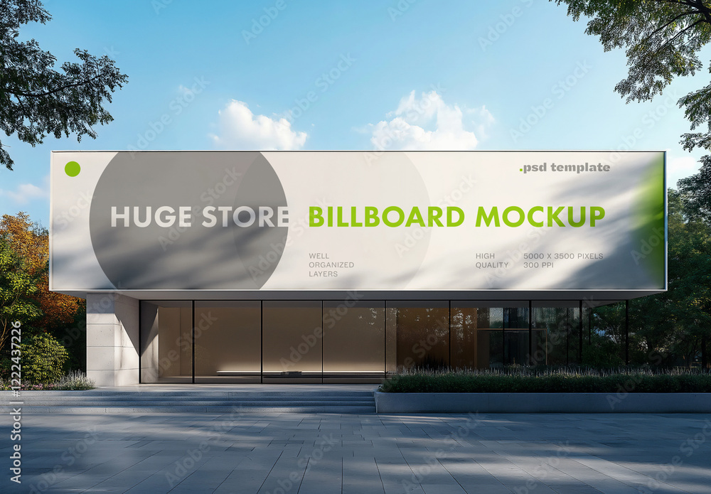 Huge Store Billboard Mockup Generated With AI Stock Template | Adobe Stock