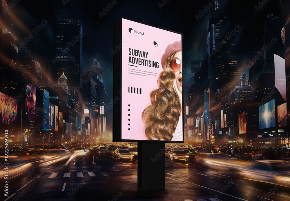 Subway Advertising Billboard Mockup Stock Template | Adobe Stock