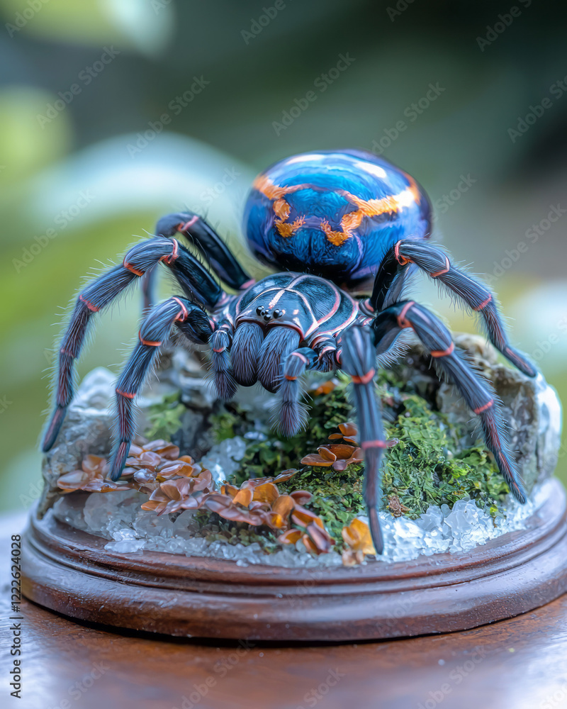 Poster A charming tarantula displayed in a beautifully designed glass ...